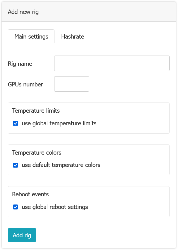 RIG cards — rig and miners monitoring with notifications
