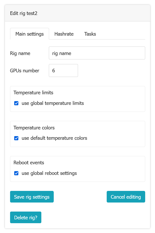 RIG cards — rig and miners monitoring with notifications