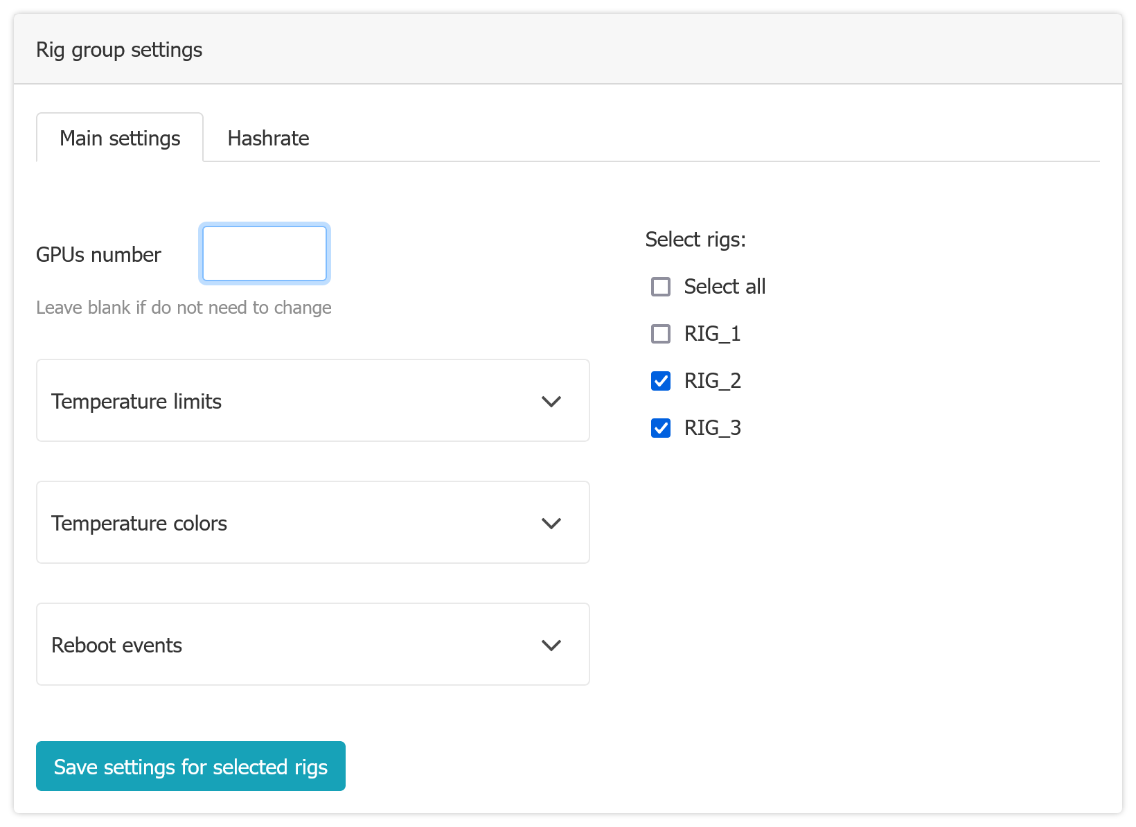 RIG cards — rig and miners monitoring with notifications